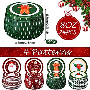 Yungyan Christmas Candle Tin Cans Set Metal Candles Tin Gifts Jars with Lids 8 oz Christmas Cookie Tins Candle Containers for Candle Making Storing Biscuits Tea Party Favors (12 Pcs)