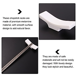 Desktop Stand 6Pcs Chopsticks Holder Rest Melamine Spoon Stand Rest Rack Server Utensil Rest Spatula Holder for Kitchen Cooking Stove Dishwasher White Holder