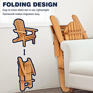 PIKAQTOP Folding Adirondack Chair Set of 2, Wooden Accent Furniture with Arms, Solid Wooden Weather Resistant Patio Chairs Lounger Chair Lawn Chair for Deck, Backyard, Garden, Patio