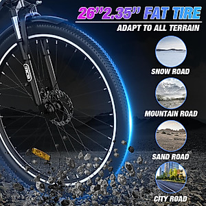 RCB Electric Bike, 500W Electric Bike for Adults, 26" Ebike Adult Electric Bicycles, 55Miles 20MPH Commuting Electric Mountain Bike, 36V 472Wh Battery, 7-Speed, 26" Tires and Front Fork Suspension