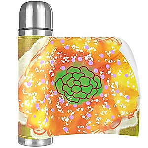 Stainless Steel Leather Vacuum Insulated Mug Abstract Thermos Water Bottle for Hot and Cold Drinks Kids Adults 16 Oz