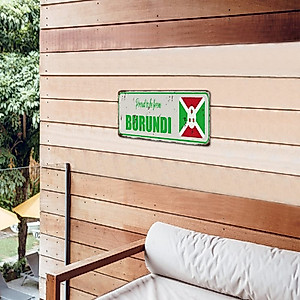 Proud to Be from Burundi Funny Novelty Metal Signs Outdoor Rustic Laundry Signs State Flag Travel Sports Wall Decorations Aluminum Metal Sign for Outside Front Door Business 6x12 Inch