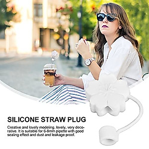 ABOOFAN 2Pcs Silicone Straw Covers Cap Reusable Drinking Straw Tips Lids Cute Straw Topper for Reusable Straws