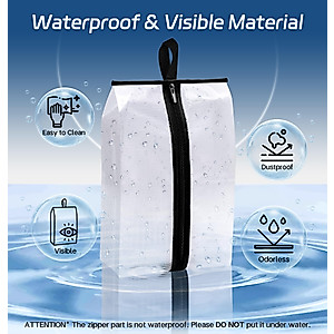 MISSLO Waterproof Shoe Bags for Travel 4 Pack XX-Large Shoe Storage Bag Clear Shoe Pouch Portable Shoe Organizer Bag with Sturdy Zipper for Men & Women