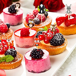 Woodland Animal Cocktail Picks Safari Animal Cupcake Toppers Jungle Party Food Appetizers Toothpicks for Baby Shower Birthday Party Drink Fruit Dessert Decorations Supplies (100)