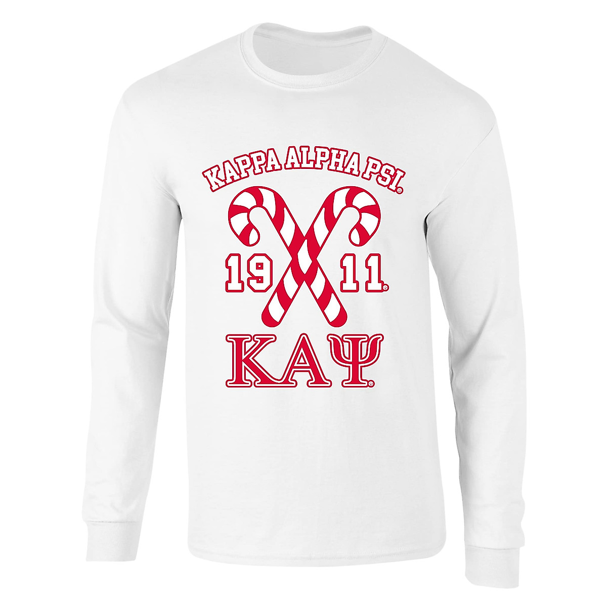 Kappa Alpha Psi Fraternity Canes Graphic Print Long Sleeve T Shirt White Large Regular