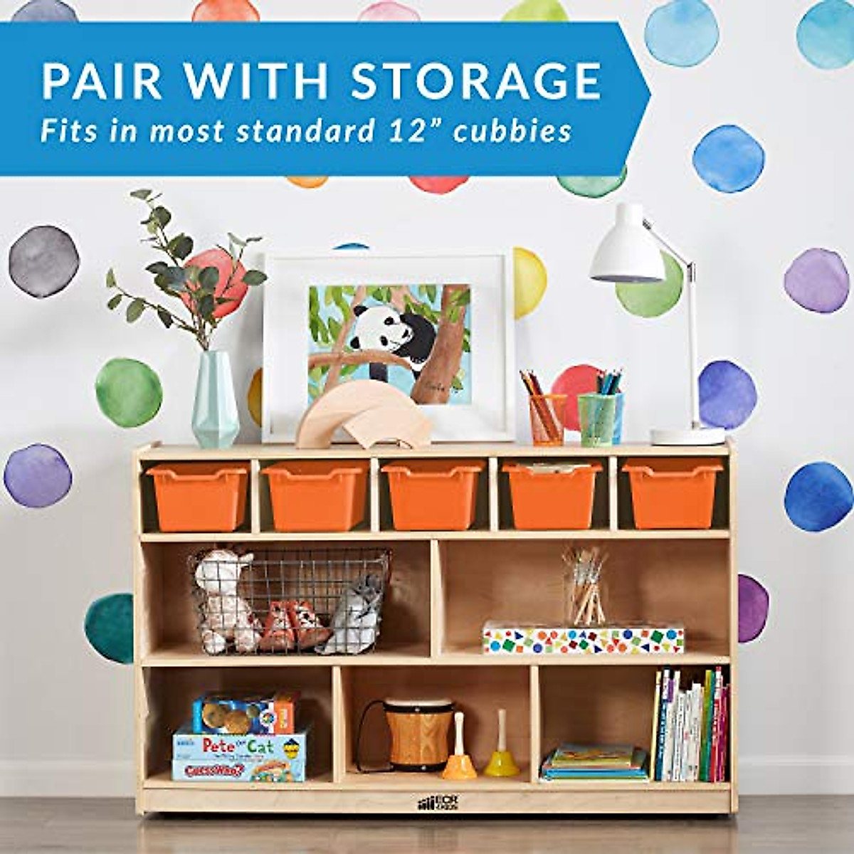 ECR4Kids Scoop-Front Storage Bins, Easy-to-Grip Design Storage Cubbies, Kid Friendly and Built to Last, Pairs with ECR4Kids Storage Units, 10-Pack, Orange