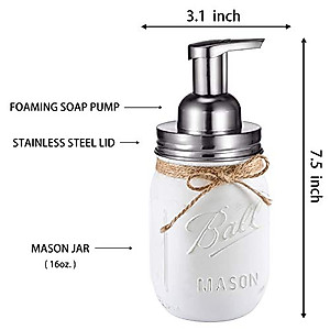 Mason Jar Bathroom Set（3 Piece）-Foaming Soap Dispenser, Toothbrush Holder,Flower Vase,for Wedding House Decor Countertop and Vanity Organizer Bathroom Kitchen Farmhouse Décor (Brushed Nickel