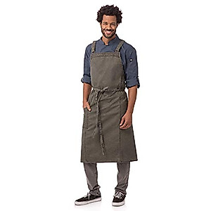 Chef Works unisex adult Denver Chefs Cross-back Bib Work Utility Apron, Olive Wood, One Size US