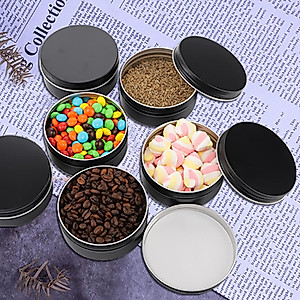 Foraineam 24 Pack 8 oz / 240ml Round Aluminum Tin Cans with Screw Top Lids - Large Metal Empty Tea Storage Case Jars - Spice Salve Hair Wax Cosmetic Cream Containers, Black