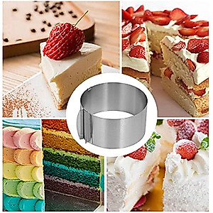 CdyBox 6 to 12 Inch Adjustable Mousse Cake Molds Round and Square Cake Ring Set Tool Stainless Steel Cake Ring 2 Pieces