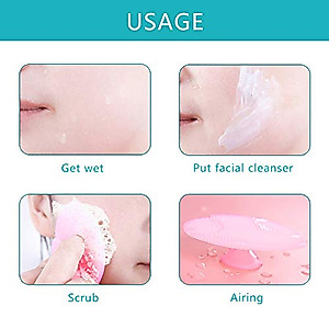 OBSCYON 6 Pieces Soft Silicone Face Scrubber Facial Cleansing Brush Pore Cleansing Pad, Lip Exfoliator Brush, Silicone Face Mask Brush for Skin Care