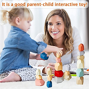 Aosmeol Balancing Stones,Wooden Rocks Stacking Stones,Colorful Stacking Rocks for Kids,Educational Balancing Rock Preschool Learning Puzzle Toy Gift for Children Boys Girls(36PCS)