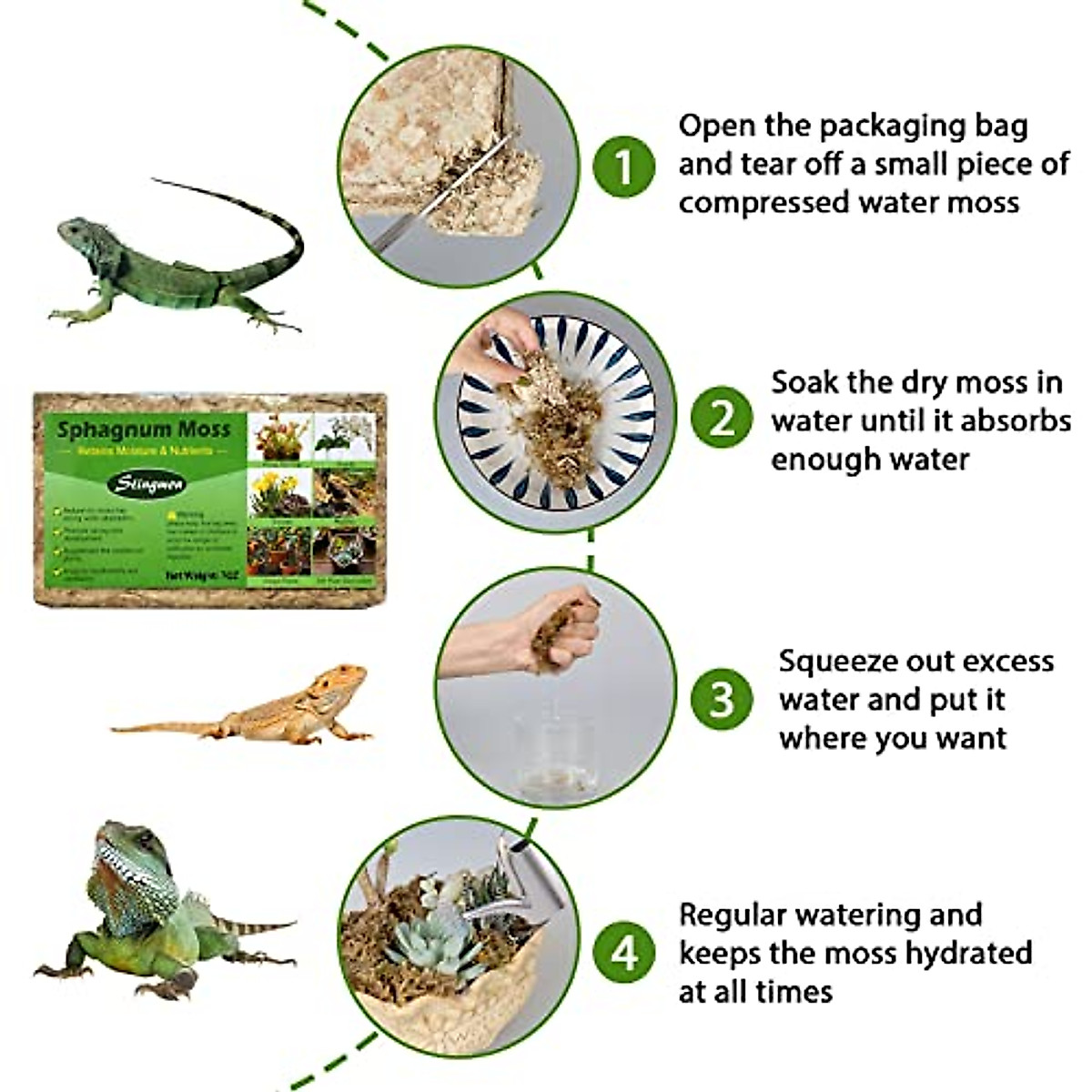 Stingmon 25QT Sphagnum Moss for Plants, Orchid Moss for Potted Plants Peat Moss, Dried Sphagnum Moss for Orchids Reptiles Potting Mix Soil Ochid Soil (7oz 200g)