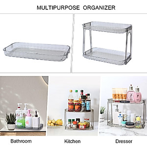 Wbtran 2-Tier Corner Bathroom Counter Organizer, Bathroom Countertop Shelf Makeup Organizer, Corner Storage Organizers for Bathroom, Kitchen, Dresser (Grey)