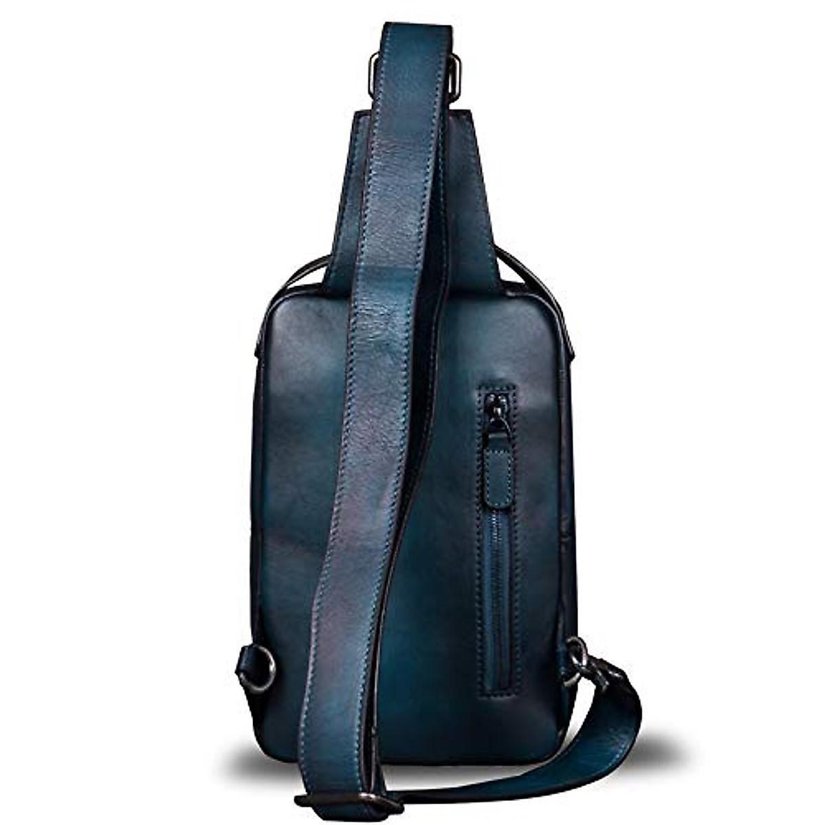 IVTG Genuine Leather Sling Bag for Men Crossbody Casual Hiking Daypack Vintage Handmade Chest Shoulder Backpack