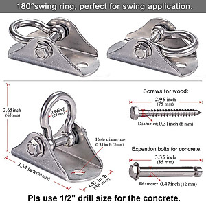 SELEWARE Heavy Duty Swing Hangers Stainless Steel Swing Hooks Ceiling Mount Swing Hardware for Porch Swing Set Hammock Chair Heavy Bag Yoga Silk 2 Pack