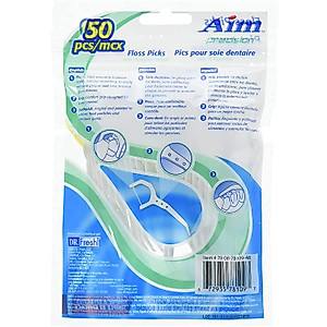 3 Pack of Aim Precision Dental Floss Picks Waxed 60 Each Perfect for Family, Hotel, Travel