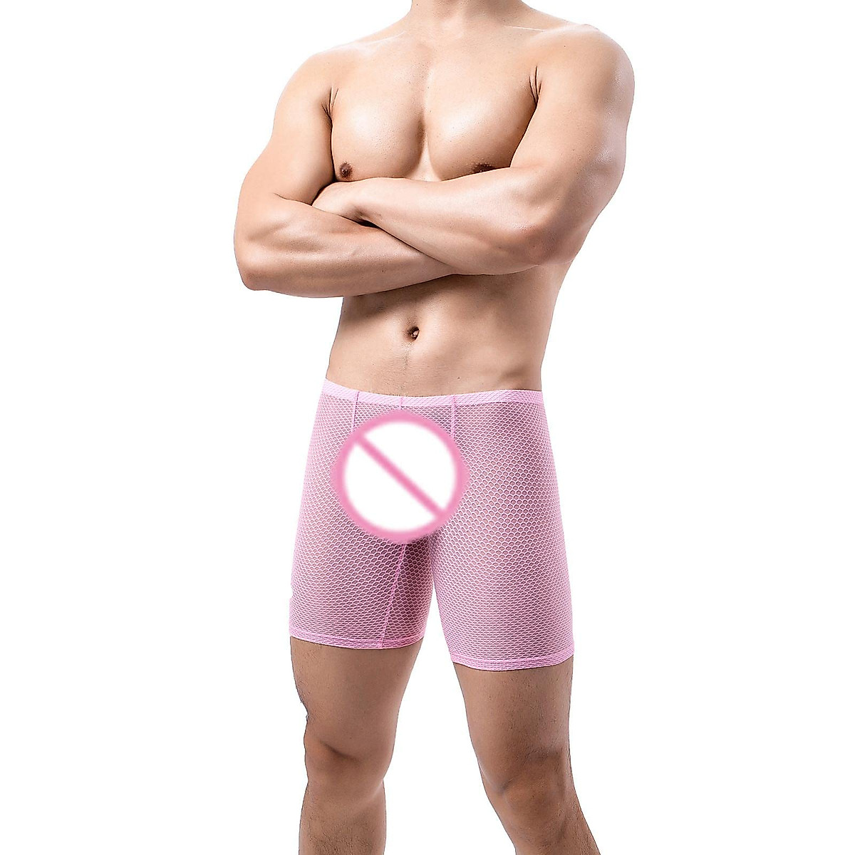 Men Breathable Underwear See Through Boxer Briefs Sheer Mesh Shorts Soft Underpants Lingerie Transparent Pants Pouch Undies Jockstrap Stretch Comfort Pajamas Long sweater cotton vibrators M91-Pink