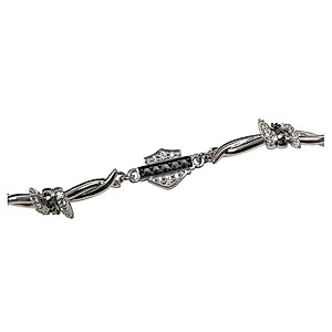 Harley-Davidson Womens Bling Barb Wire Chain Bracelet, Sterling Silver HDB0433-7