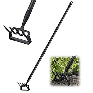 BsBsBest Hoe Garden Tools, Gardening Tools for Weeding, Stirrup Hoe Long Handle for Yard Weed Puller, Scuffle Hula Adjustable Weeding Loop Hoe for Lawn, Vegetable, Soil, Planting 37-49 Inch, Black