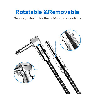 New bee Guitar Cable 2 Pack 20 ft Electric Instrument Cable Bass AMP Cord 1/4 Straight to Right for Electric Guitar, Bass Guitar, Electric Mandolin, Pro Audio