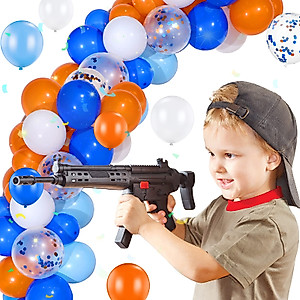 110 Pcs Orange and Blue Balloons Garland Kit War Party Balloon 10 Inch Orange Blue White Latex Balloons 12 Inch Orange Blue Confetti Balloons for Kids Target Sign Birthday Party Supplies