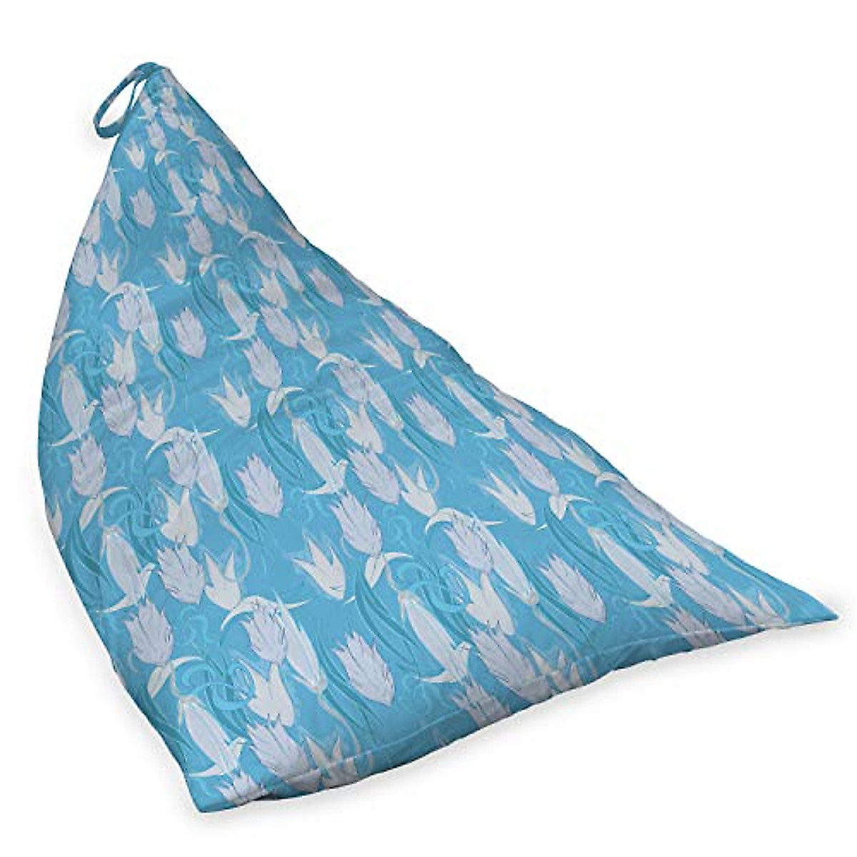 Ambesonne Floral Lounger Chair Bag, Flower Petals Hand Drawn Spring Fragrance Bouquets Gardening Pattern, High Capacity Storage with Handle Container, Lounger Size, Deep Sky Blue and Pearl