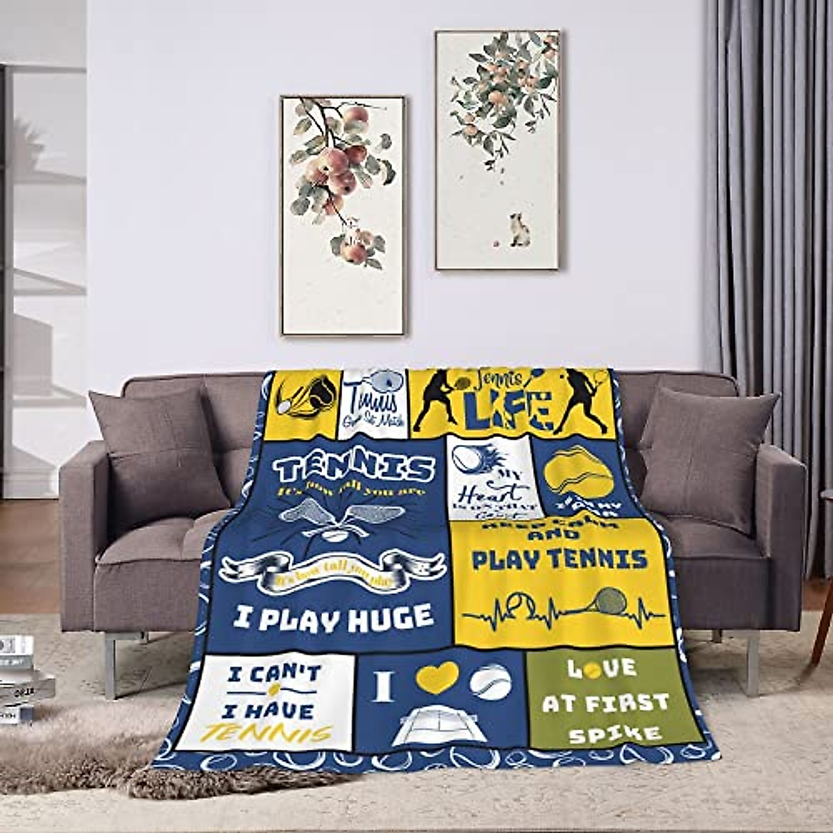 ZUMAS Tennis Gifts Blanket for Men Women, Throw Blanket for Boys Girls Kids Adult Bedroom Decoration, Christmas, Thanksgiving, Birthday Gifts for Boys Girls Teens Kids (Tennis, 50x60)