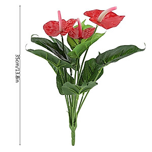 Mumusuki Artificial Flower Bouquet Plastic Artificial Plant Fake Red Anthurium Flowers Bouquet Wedding Home Garden Decor