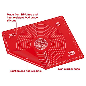 POPCO Pack of 3 Silicone Baking Mats Set, Cooking Mats Professional Non-Stick Liner for Making Cookies, Macarons, Bread and Pastry (Multicolor)