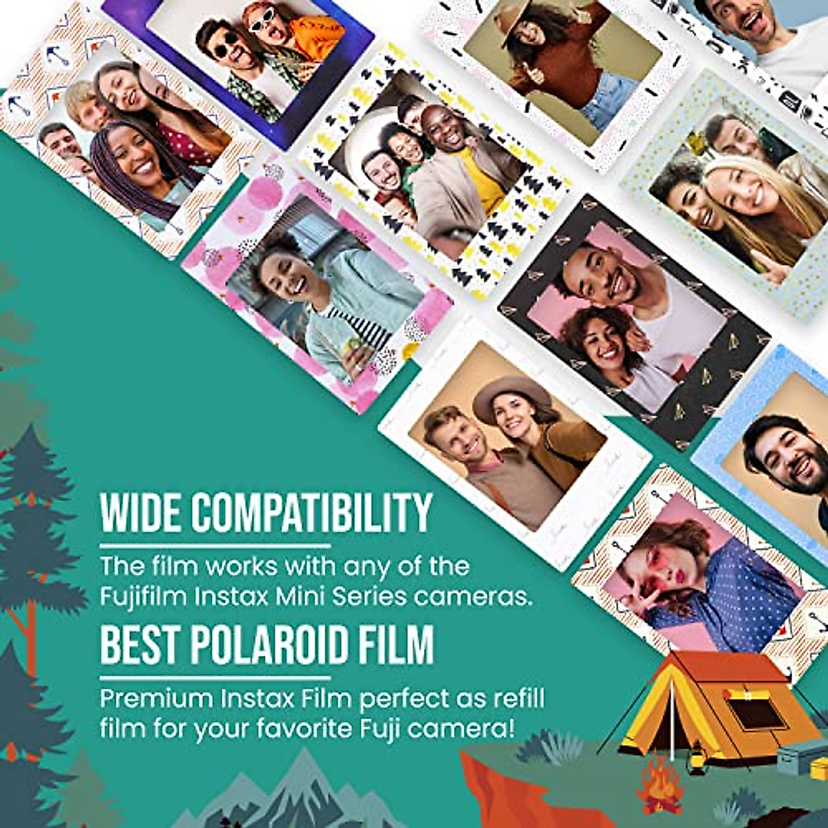 Fujifilm Instax Mini Film - Fuji Film Instant Film - Twin Pack (20 Sheets) - Bundled with Moshify 20 Colorful Sticker Frames