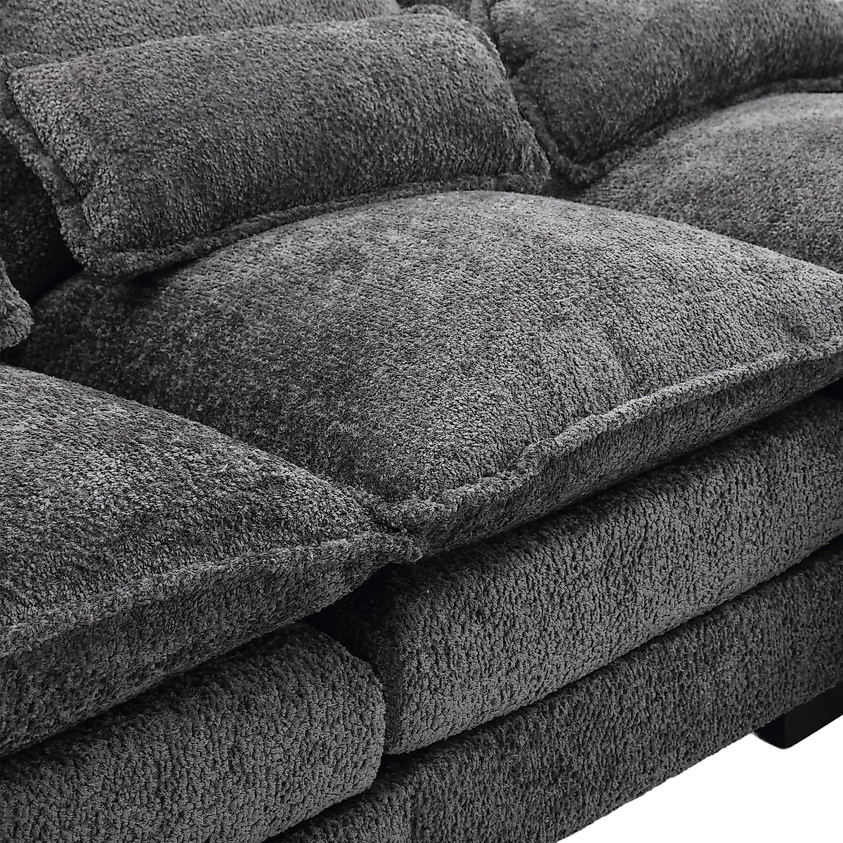 Oversized Modular Sectional Sofa Cloud Couch, U Shaped Chenille Upholstered Overstuffed Corner Couch with Double Chiase Lounge and Solid Wood Legs, 6 Seater Soft Sleeper Sofa&Couches for Home