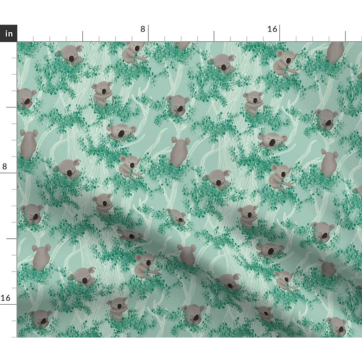 Spoonflower Fabric - Koala Bears Eucalyptus Trees Mint Bear Animal Printed on Petal Signature Cotton Fabric Fat Quarter - Sewing Quilting Apparel Crafts Decor