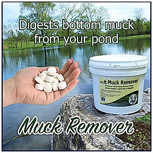 Muck Remover Pellets 5 lb (10 Scoops) | Pond Tablets Treat 1.25 Acres | Lake Muck Remover, Pond Sludge Reducer | Farm Pond Treatment