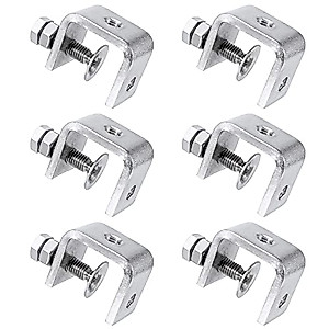 JOIKIT 6 Pack Stainless Steel C-Clamp Tiger Clamp, Heavy Duty G-Clamp with 1.18 Inch Wide Jaw Openings, Silver