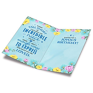 Prime Greetings Birthday Card Niece, Made in America, Eco-Friendly, Thick Card Stock with Premium Envelope 5in x 7.75in, Packaged in Protective Mailer