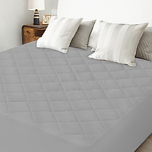 Queen Mattress Pad, Soft Quilted Air Mattress Topper Queen with Extra Deep Pocket, Breathable and Noiseless Air Mattress Cover Queen Size Mattress Pad Fits Up to 23 Inch, Grey