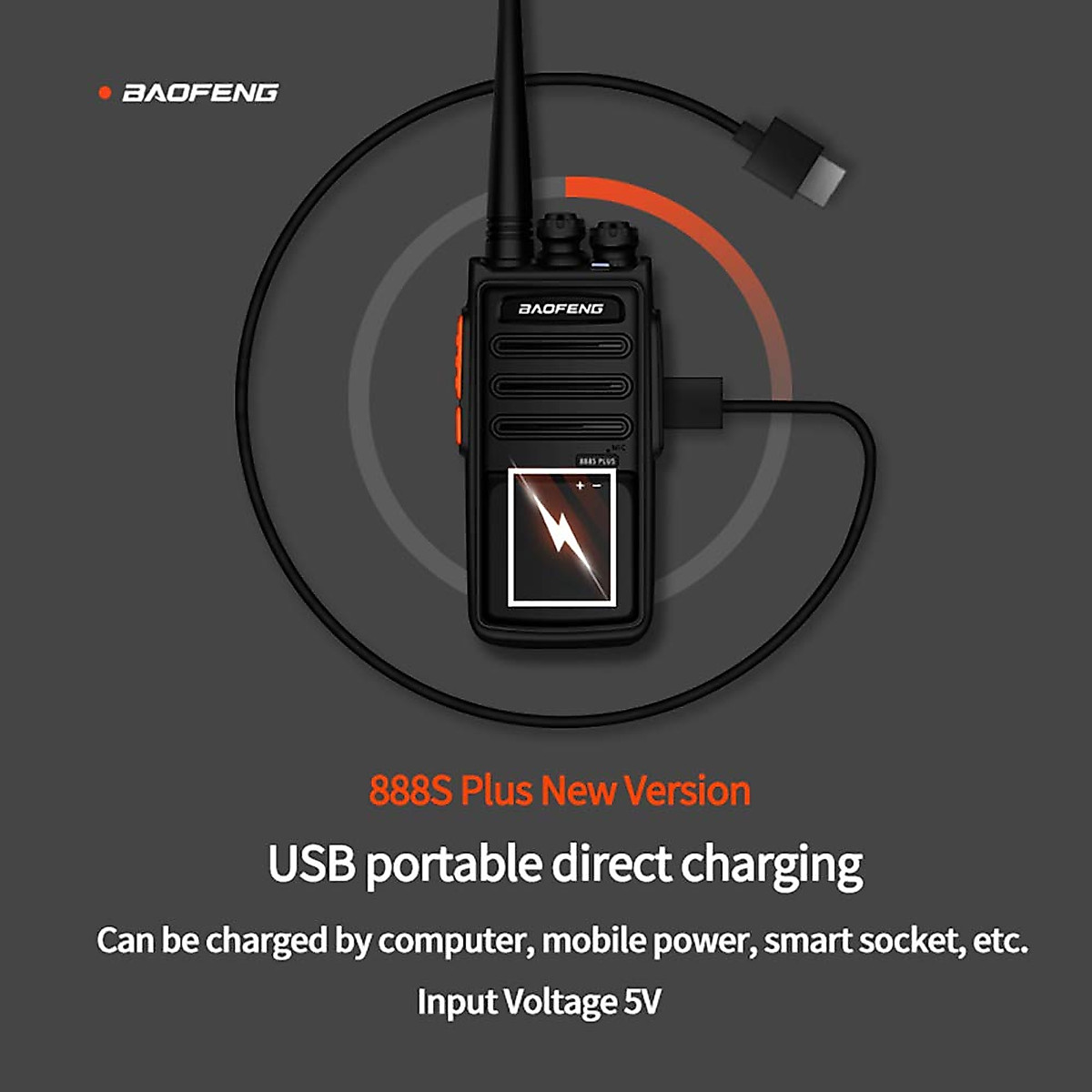 Baofeng BF-888S Plus Walkie-talkies Rechargeable Fast USB charging Two Way Radio (Pack of 6)