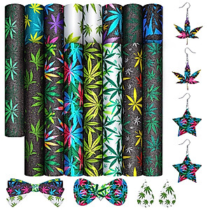 15 Pieces Leaf Patterns Leather Sheets Leaf Print Faux Leather Fabric Assorted Patterns Leaf PU Sheets Printed Synthetic PU Leather Fabric for Earrings, Bows, DIY Crafts, 7.89 x 5.9 Inch/ 20 x 15 cm