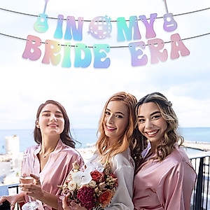 Iridescent In My Bride Era Banner, Bride to be Favors, Engagement Wedding Bridal Shower Bachelorette Party Decorations Supplies, Iridescent Glitter