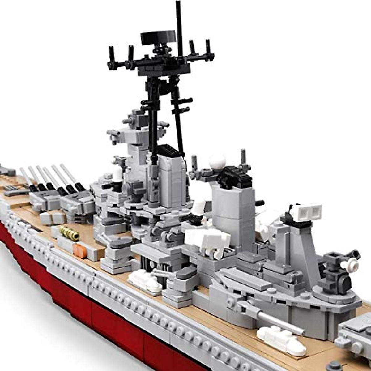 QXB WW2 USS Missouri BB-63 Battleship Model (33 inches 2631 Pieces) Navy World War II Expert Ship Building Blocks Compatible with Lego for Adults