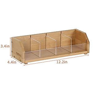 TIOPGHAD 𝑺𝒎𝒂𝒍𝒍 𝑩𝒂𝒎𝒃𝒐 Tea Bag holder, Wood countertop tea organizer basket Storage Box tea packets organizer tea packets Caddy Rack Tea Bags Containers for Drawers Kitchen Cabinet Office