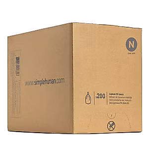 simplehuman Code N 200 Count, Genuine Custom Fit Liners, Drawstring Trash Bags, 30 Liter / 8 Gallon, White