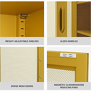 YAUWOH Metal Garage Storage Cabine with 2 Doors and 4 Adjustable Shelves - 73" Metal Display Cabinet,Metal Mesh Cabinet for Office,Home,Garage,Gym,School