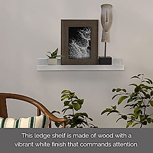 Melannco Floating MDF Photo Ledge for Bedroom, Living Room, Bathroom, Kitchen, Nursery, 18-Inch, White