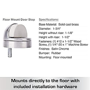 BRINKS Commercial - Dome Floor Door Stop, Satin Chrome Finish - Non-Obtrusive Option to Protect Doors and Walls