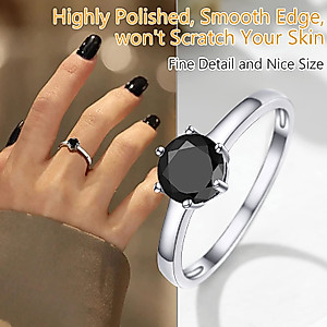 Cubic Zirconia Black Onyx Cz Solitaire Ring Jewelry Size 7 Sterling Silver Wedding Rings For Women