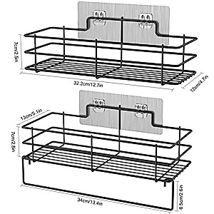 WECVLAG 6 Piece Shower Caddy Set, Shower Shelves with Adhesive Hooks, No Drilling Stainless Steel Shower Rack, Wall Mounted Rustproof Shower Organizer Storage for Bathroom, Kitchen