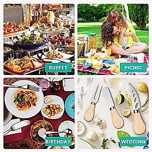 LifeMusican Wooden Cheese Spreader Knive Set,Wood Handle Butter knives For Cheese Charcuterie Board Accessories Kit, Mini Cheese Knife Slicer With Tongs, Spoons, Forks,Honey Dipper (23 Pack)